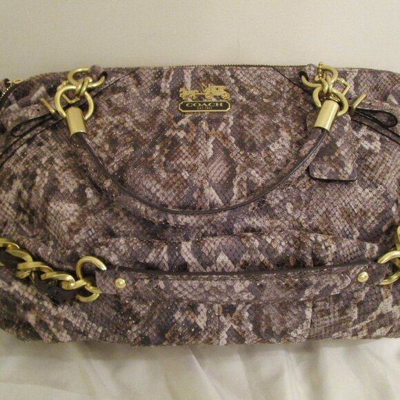 Coach | Bags | Coach Madison Sophia Mahogany Pythonembossed Large ...